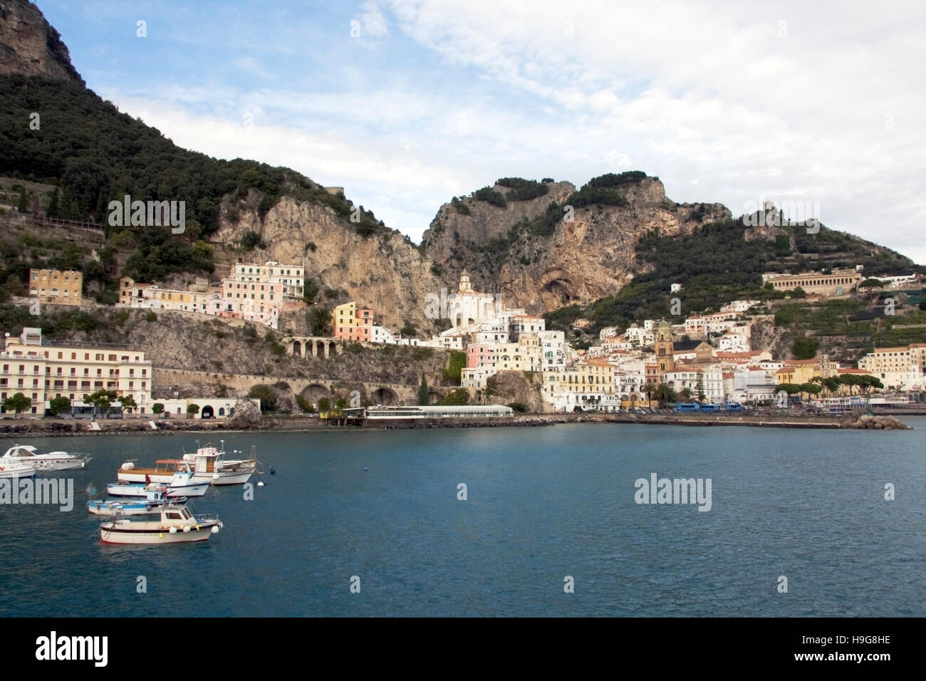 Shoreline village lighthouse from the marina hi-res stock photography ...