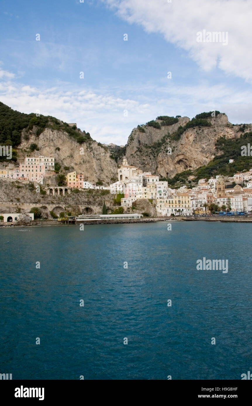 Shoreline village lighthouse from the marina hi-res stock photography ...