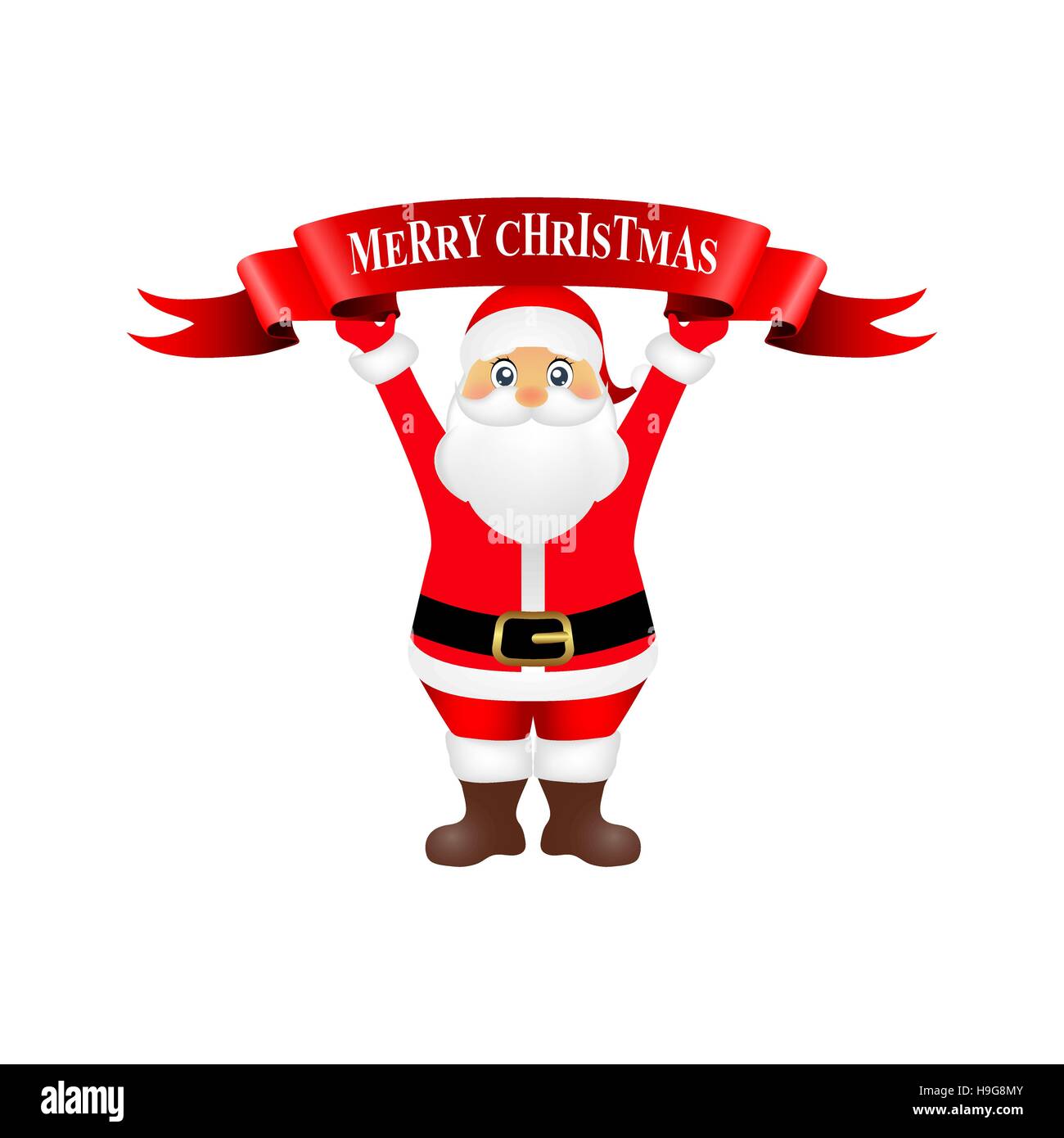 Santa Claus holding a ribbon with congratulation on Christmas Stock ...