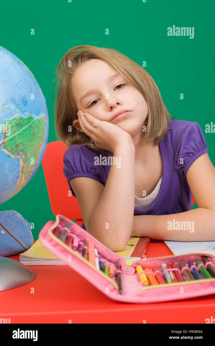 Lazy school girl Stock Photo - Alamy