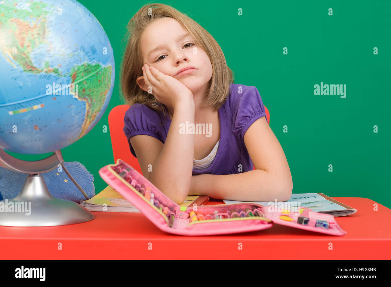 Lazy school girl Stock Photo - Alamy