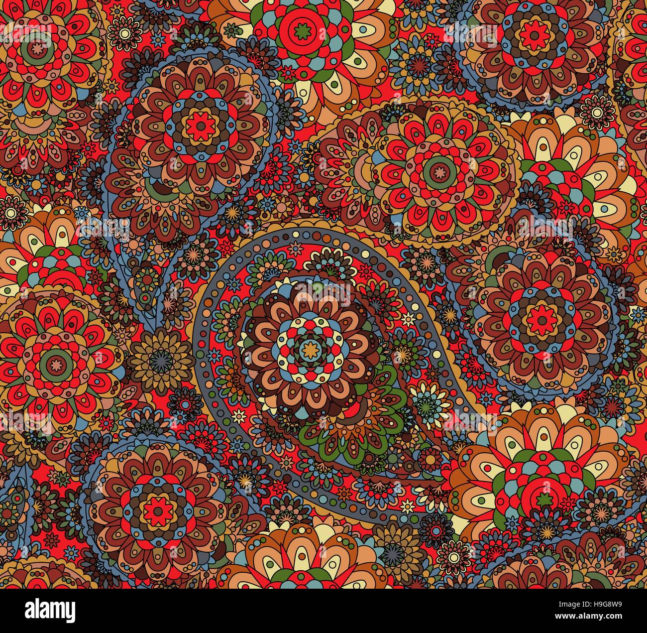 Paisley floral seamless pattern. Paisley colorful background Stock ...