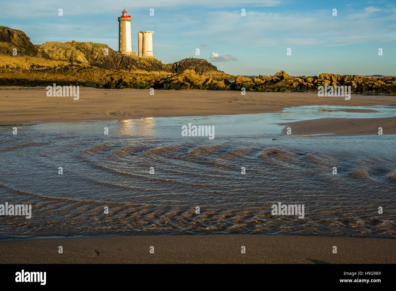 Lighthouse on the coast in Brittany, France Stock Photo - Alamy