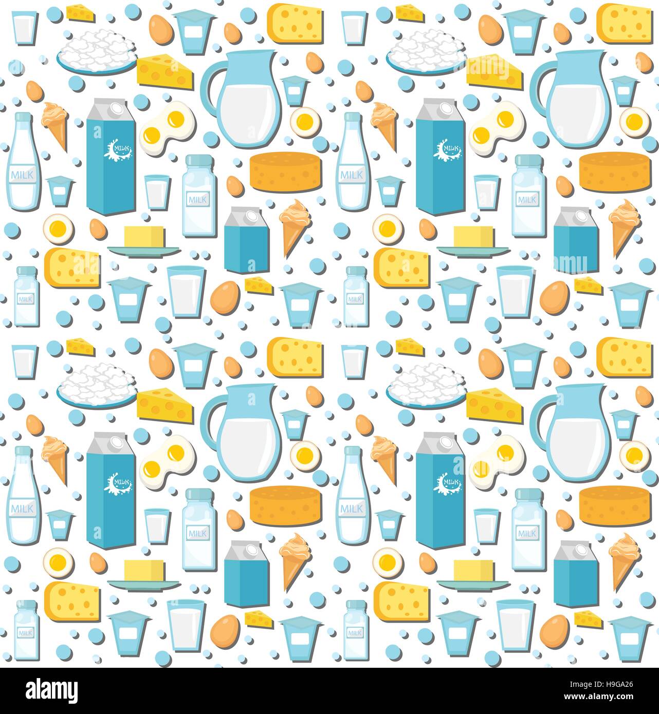 Dairy product seamless pattern. Flat style. Milk products background ...