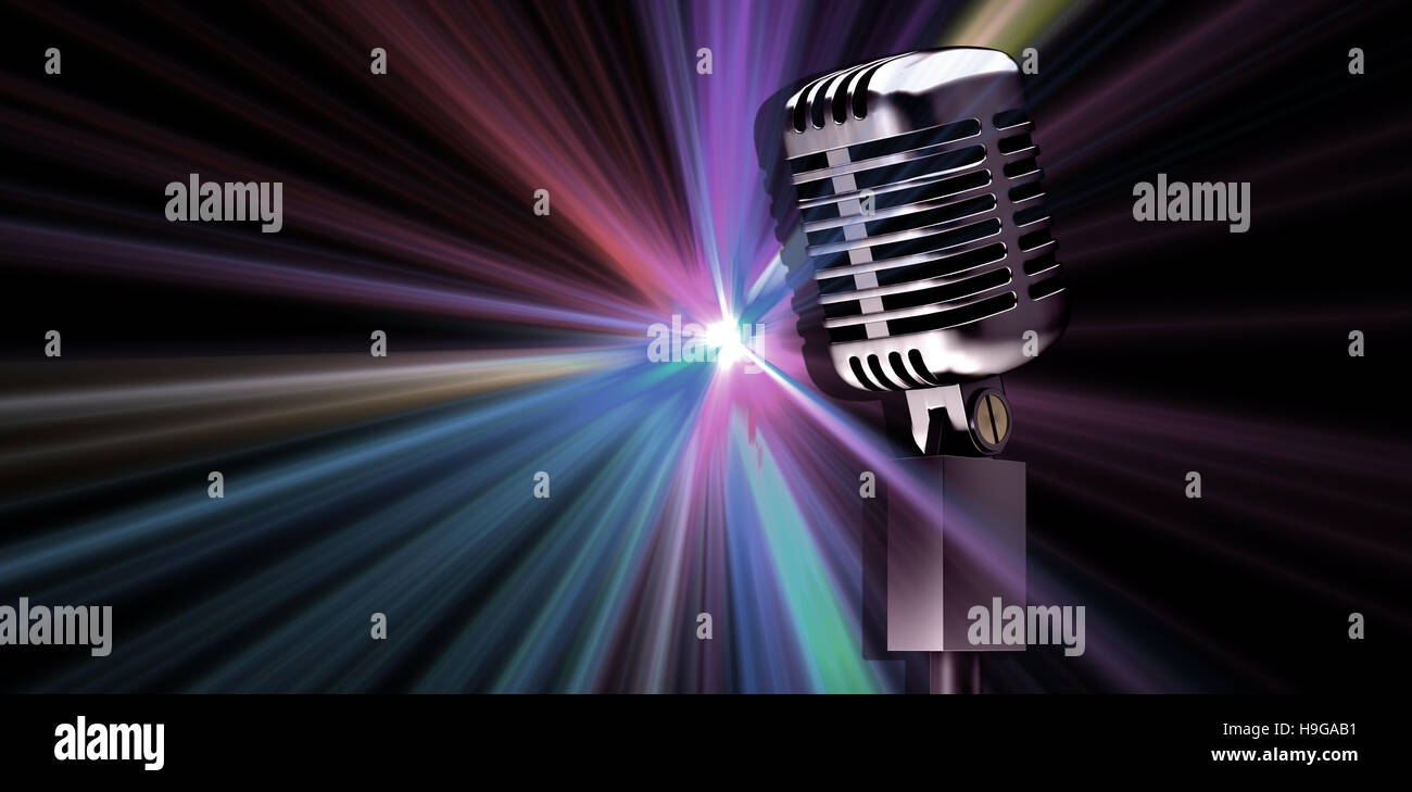 Retro microphone blue laser hi-res stock photography and images - Alamy