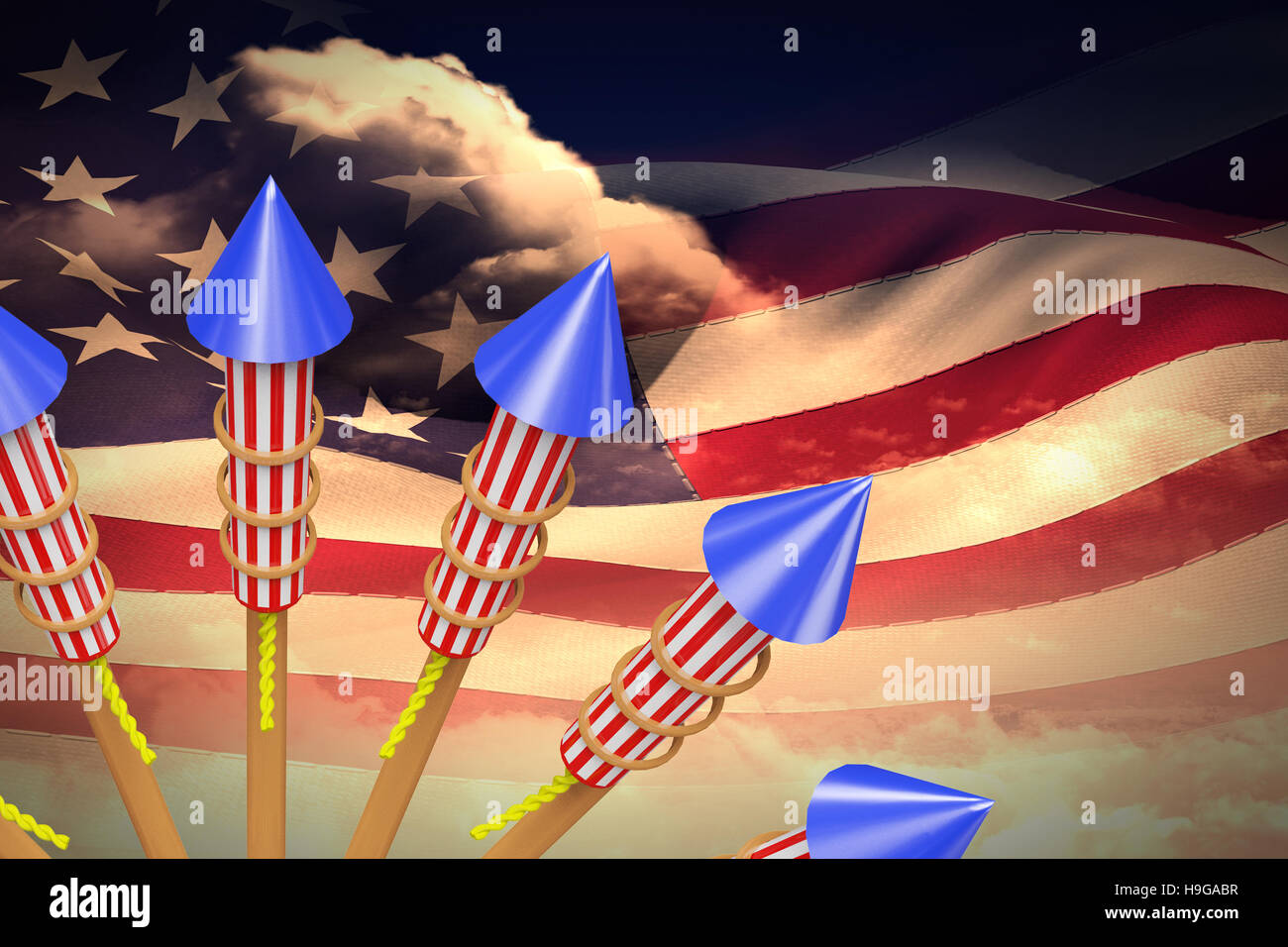 Composite image of rockets for fireworks Stock Photo - Alamy