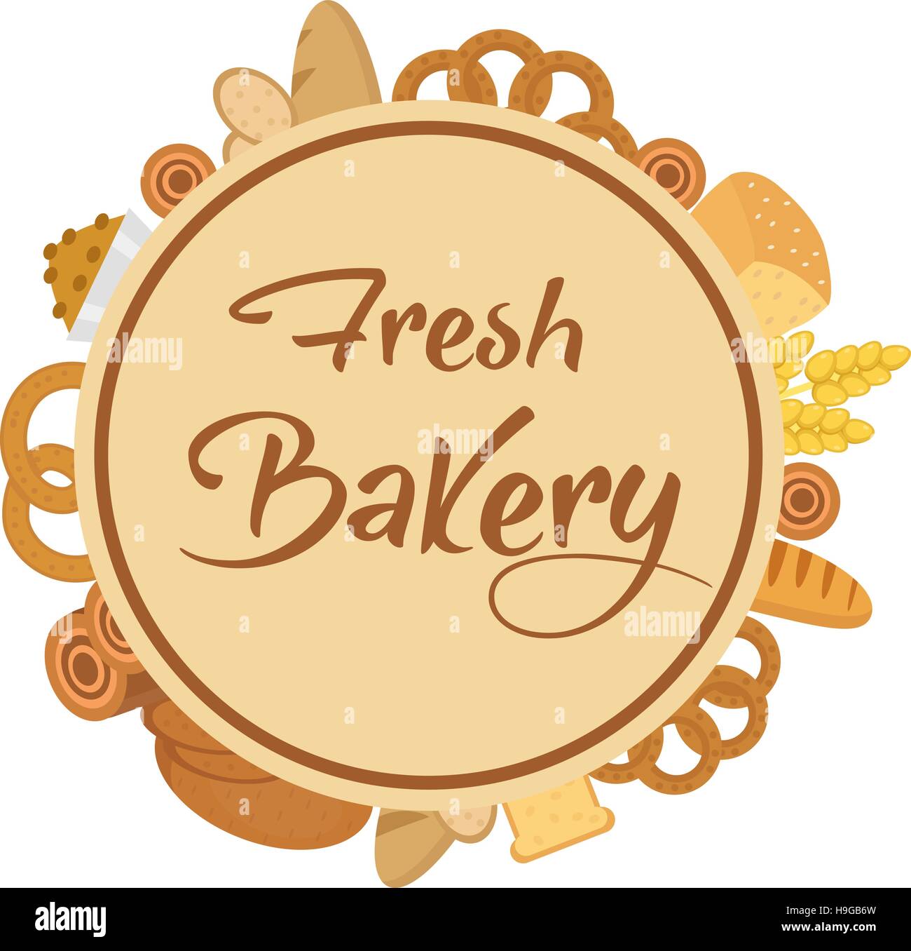 French loaf round bread Stock Vector Images - Alamy