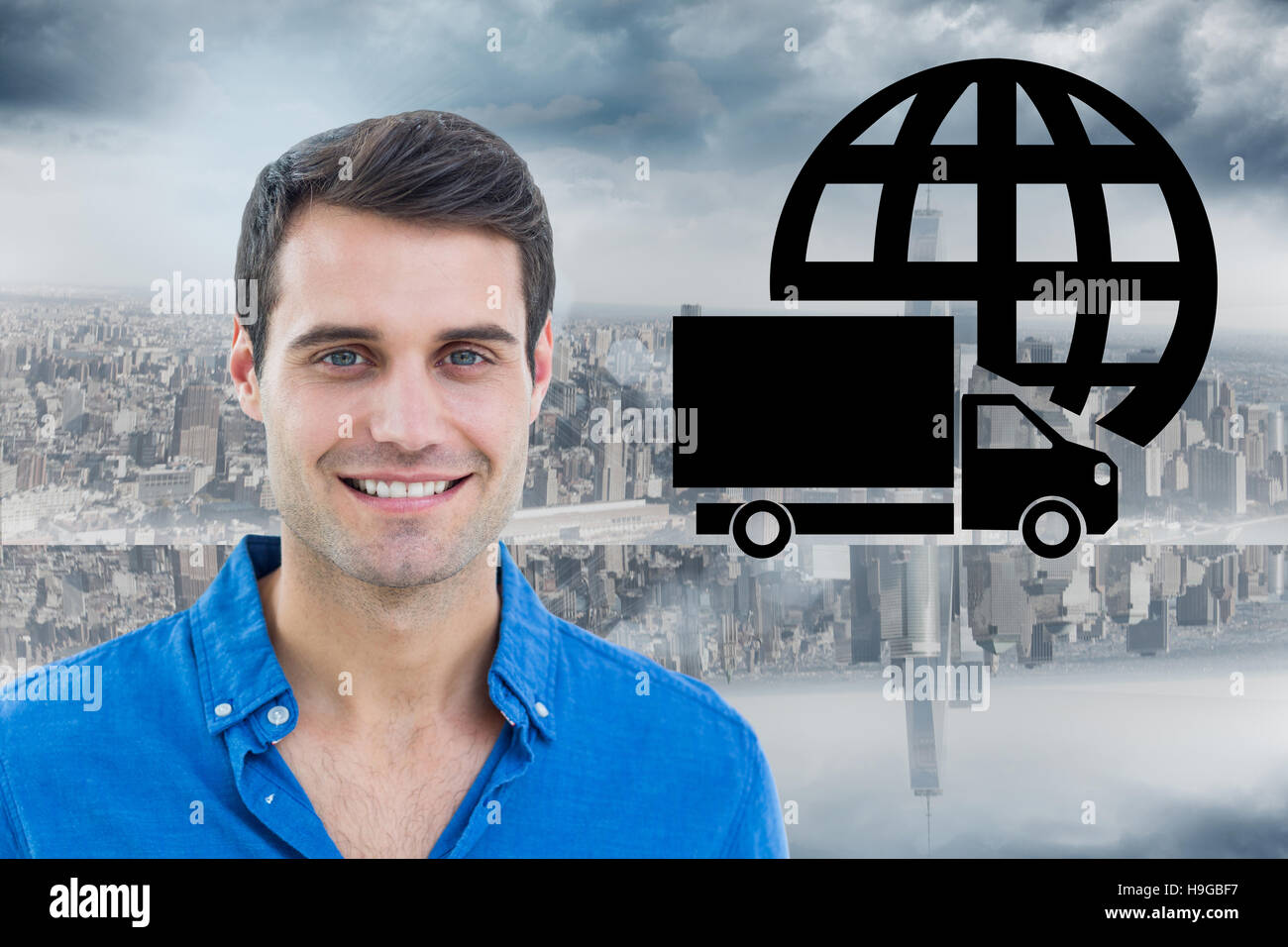 Composite image of handsome man smiling to the camera Stock Photo - Alamy