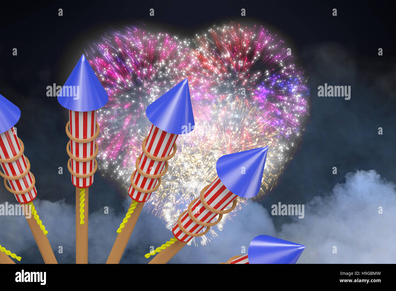 Composite image of rockets for fireworks Stock Photo - Alamy