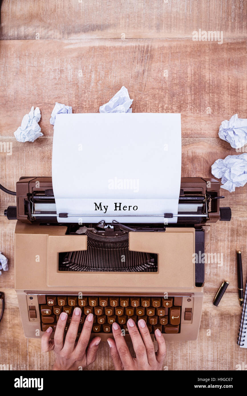 Hands using typewriter Stock Photo - Alamy
