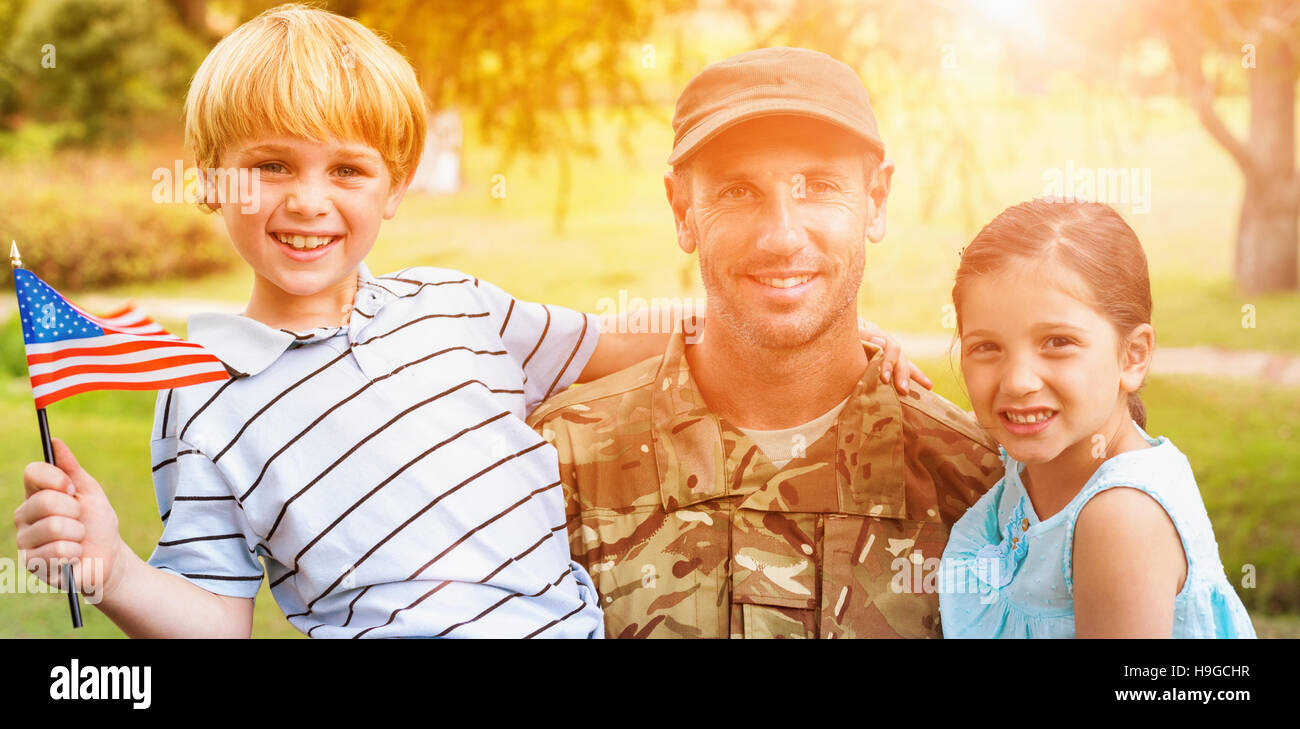 Portrait of army Officer with children Stock Photo - Alamy