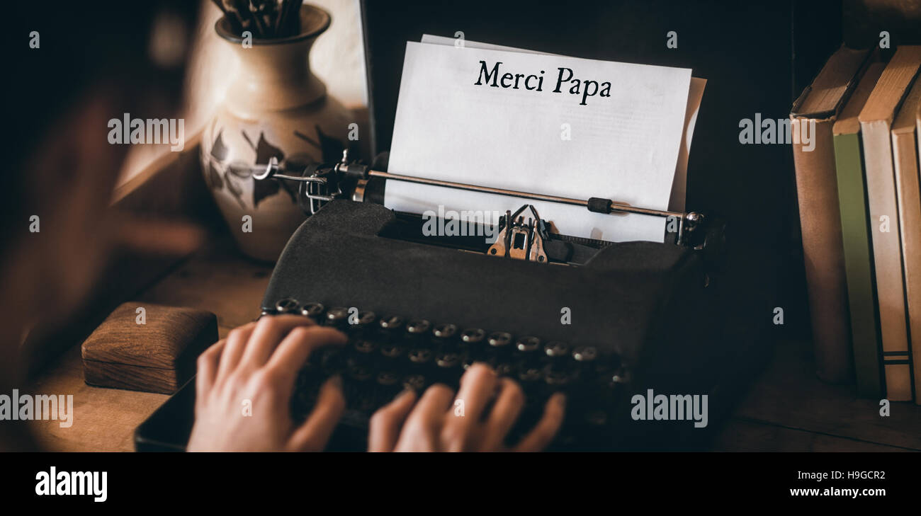 Merci papa written on paper Stock Photo - Alamy