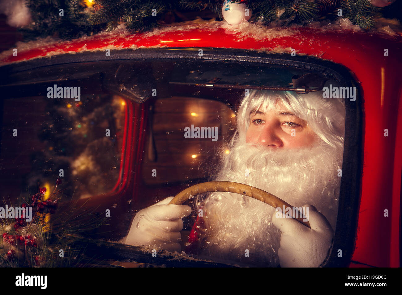 Santa claus driving car hi-res stock photography and images - Alamy