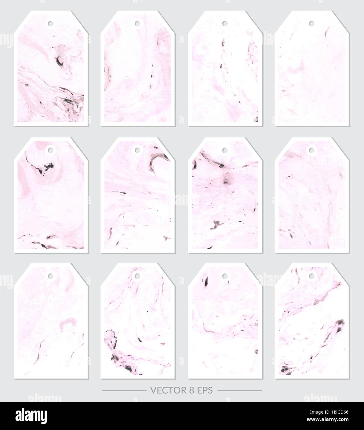 Vector. Set of tags with marble textures. Set of gentle marble textures ...