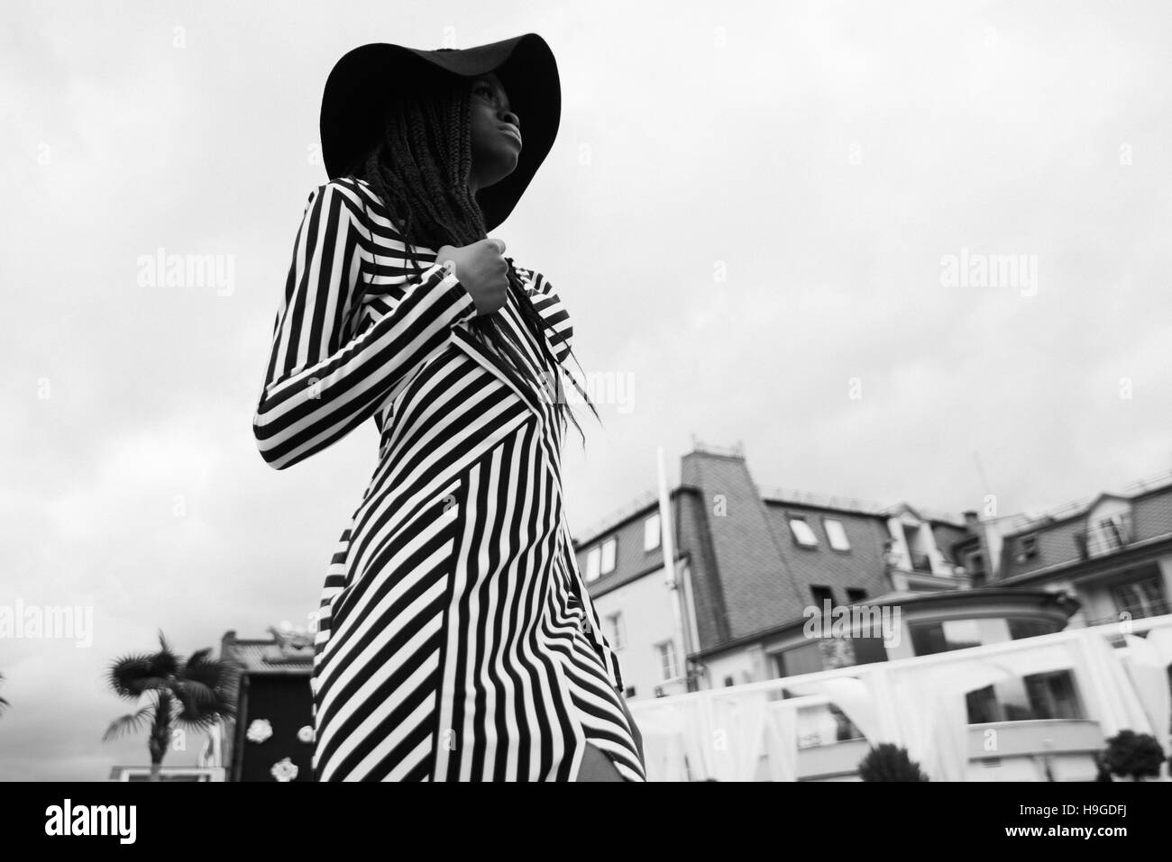 Hat on white bed Black and White Stock Photos & Images - Alamy