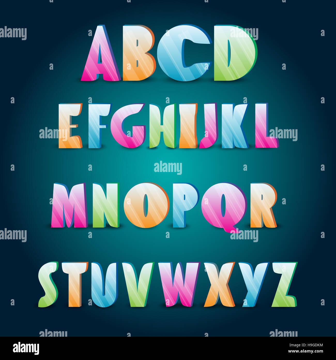 Ice alphabet. Collection of ice letters and color ice letters for your ...