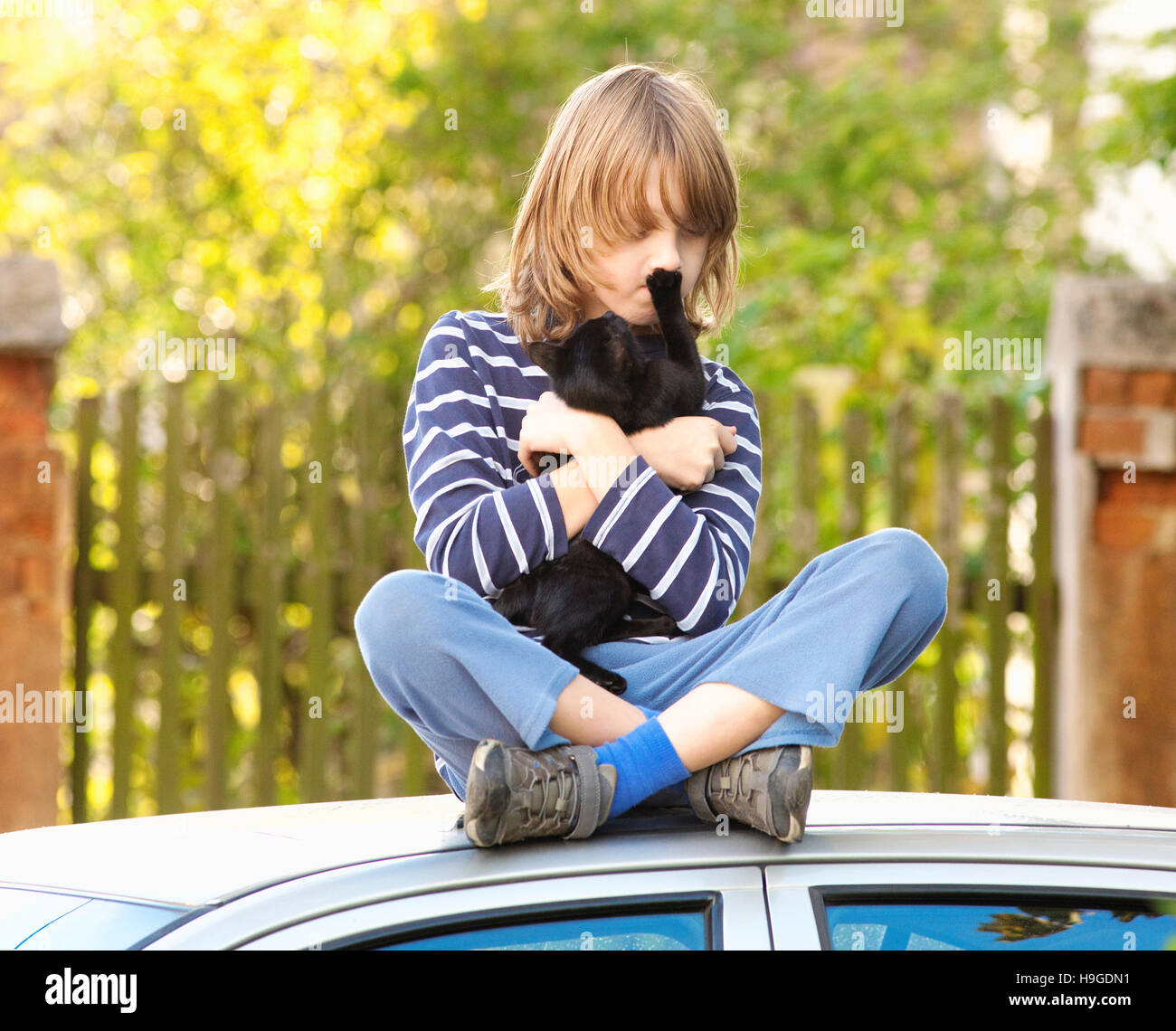 Child holding cat hi-res stock photography and images - Alamy