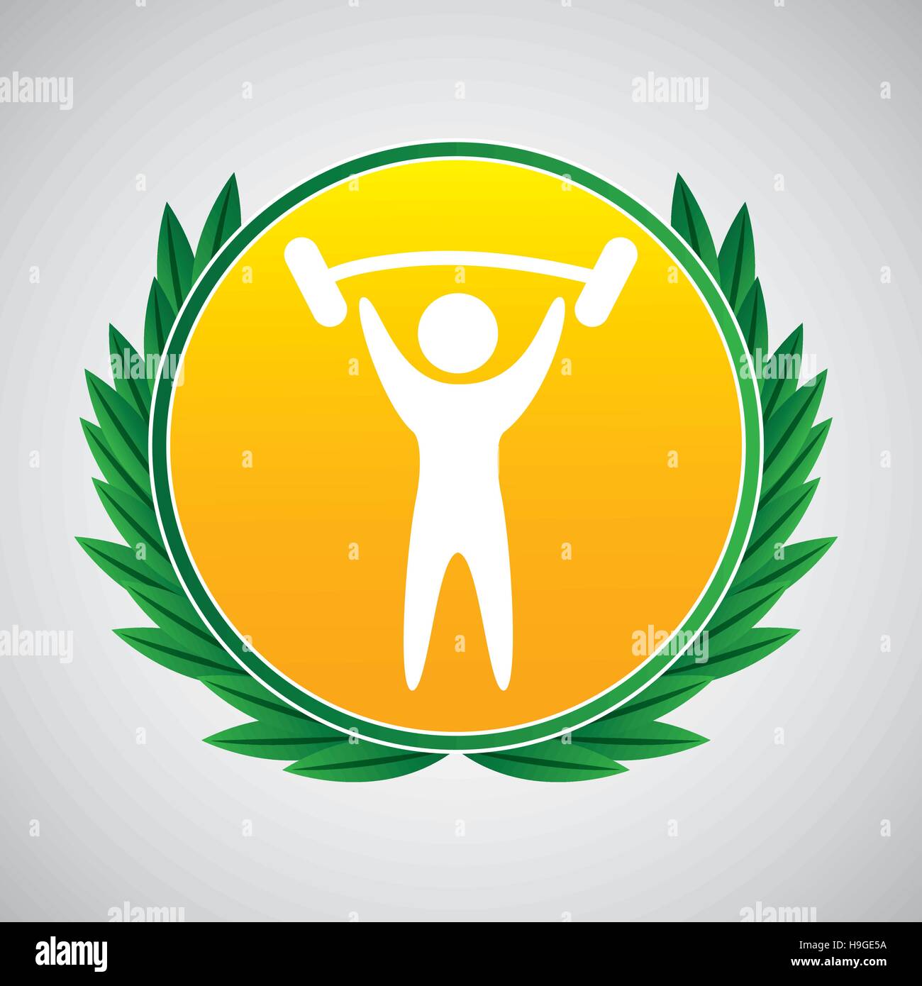weight lifting symbol label laurel wreaths vector illustration eps 10 ...