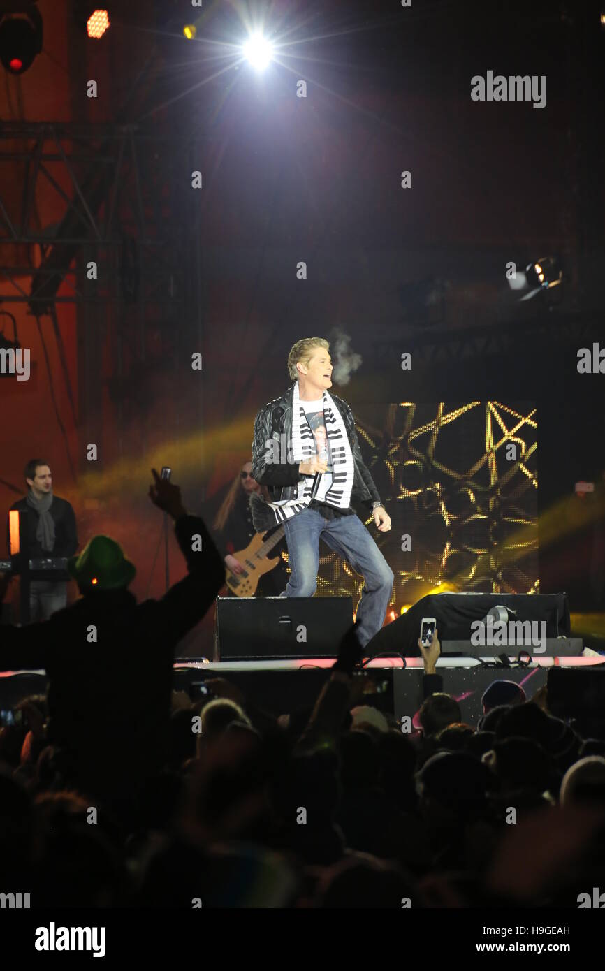 David Hasselhoff performs on stage at New Year´s Eve celebration on ...
