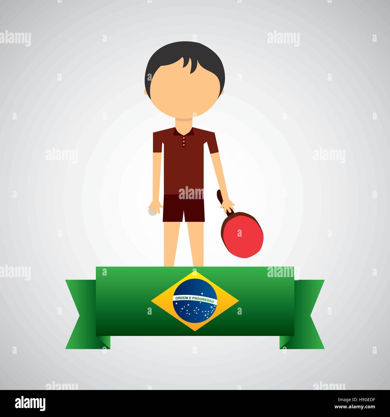 cartoon ping-pong player brazilian label vector illustration eps 10 ...