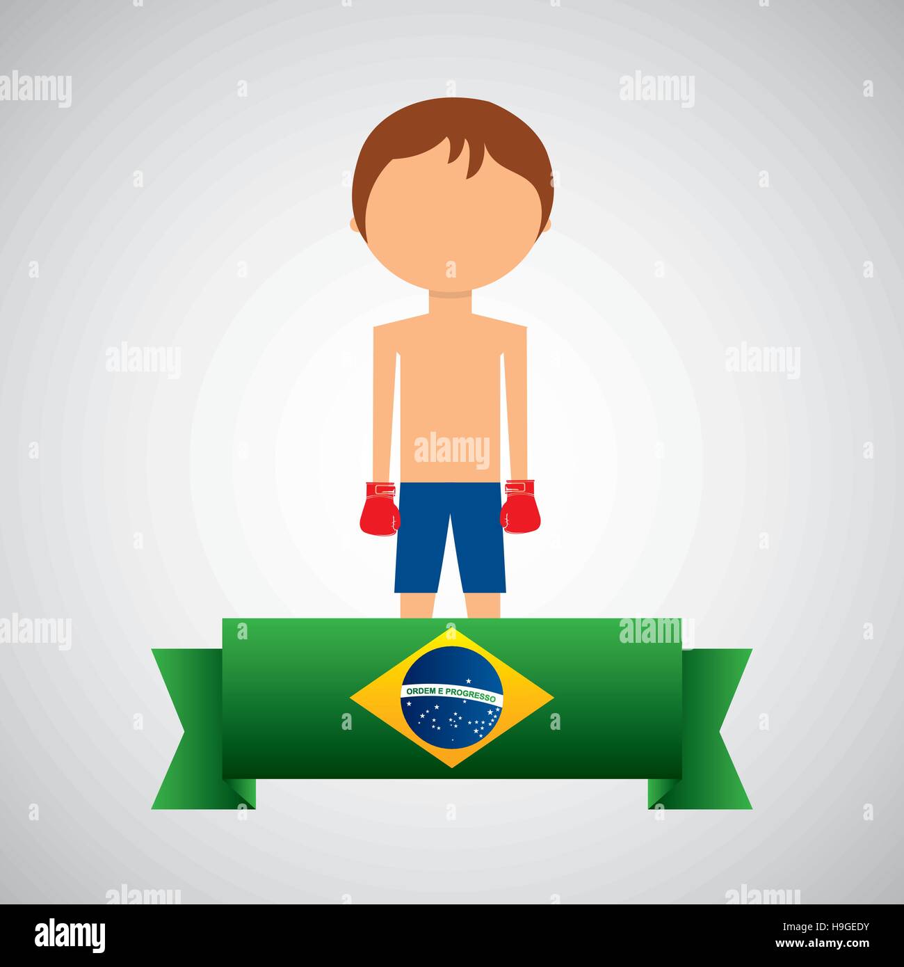 cartoon boxing player brazilian label vector illustration eps 10 Stock ...