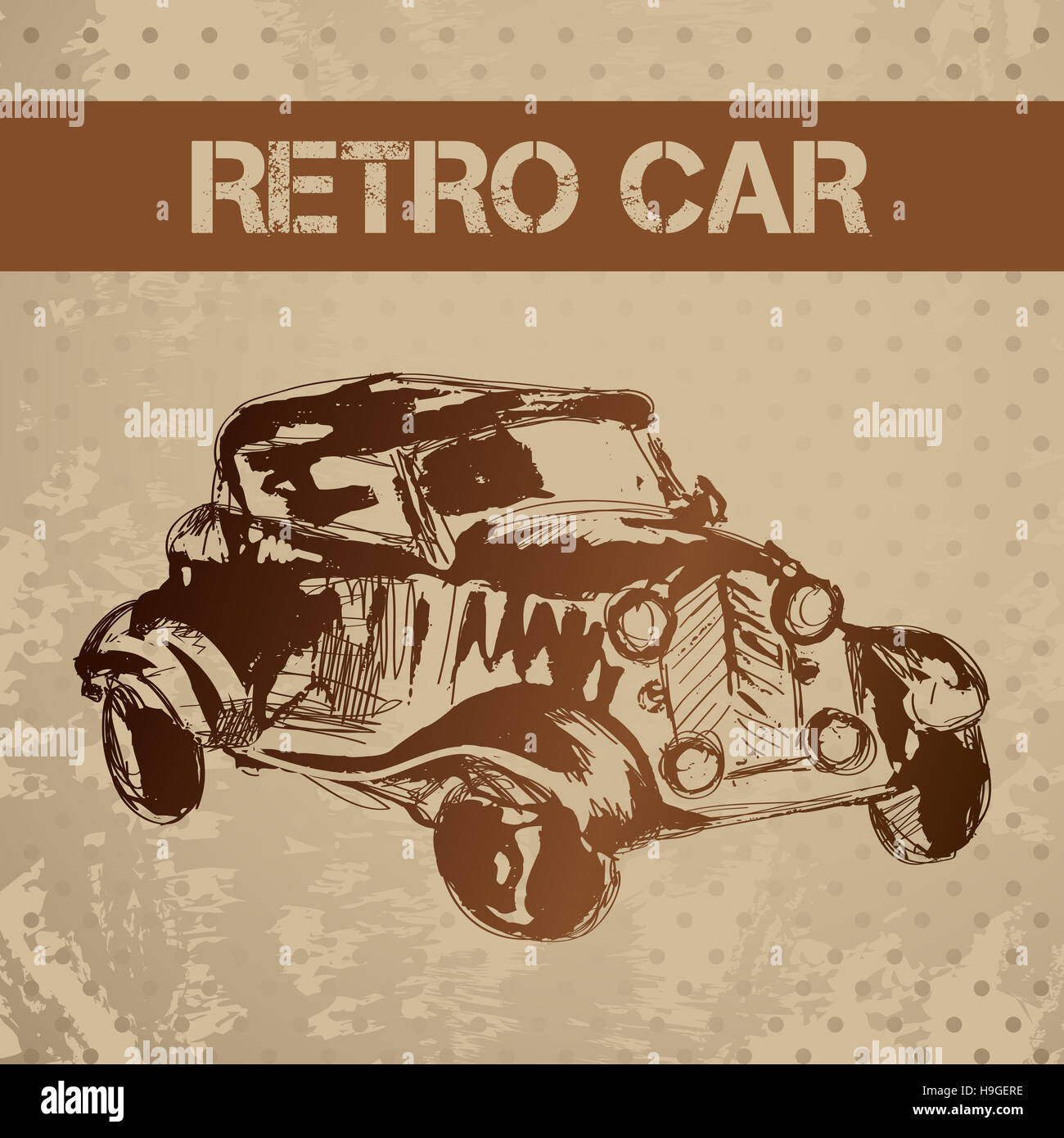 Retro car sketch for your design. Vector illustration with sketch retro ...