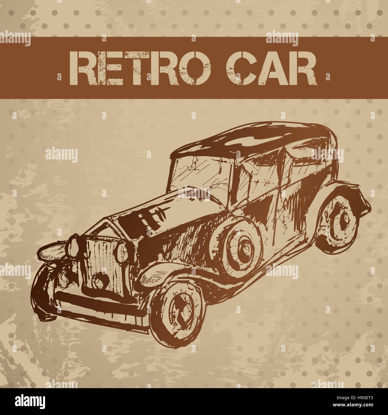 Retro car sketch for your design. Vector illustration with sketch retro ...