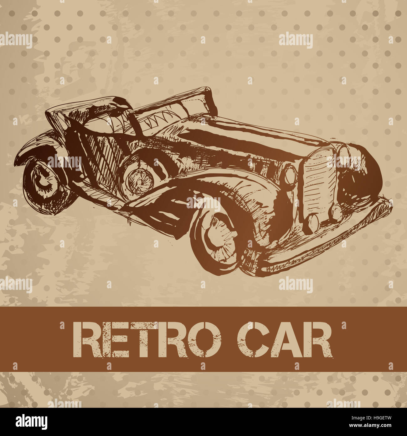 Retro car sketch for your design. Vector illustration with sketch retro ...