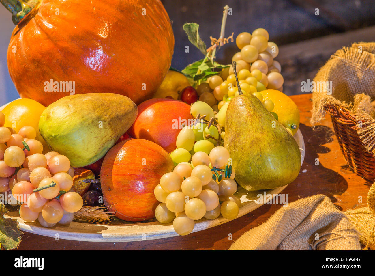 still life of autumn fake fruits Stock Photo - Alamy