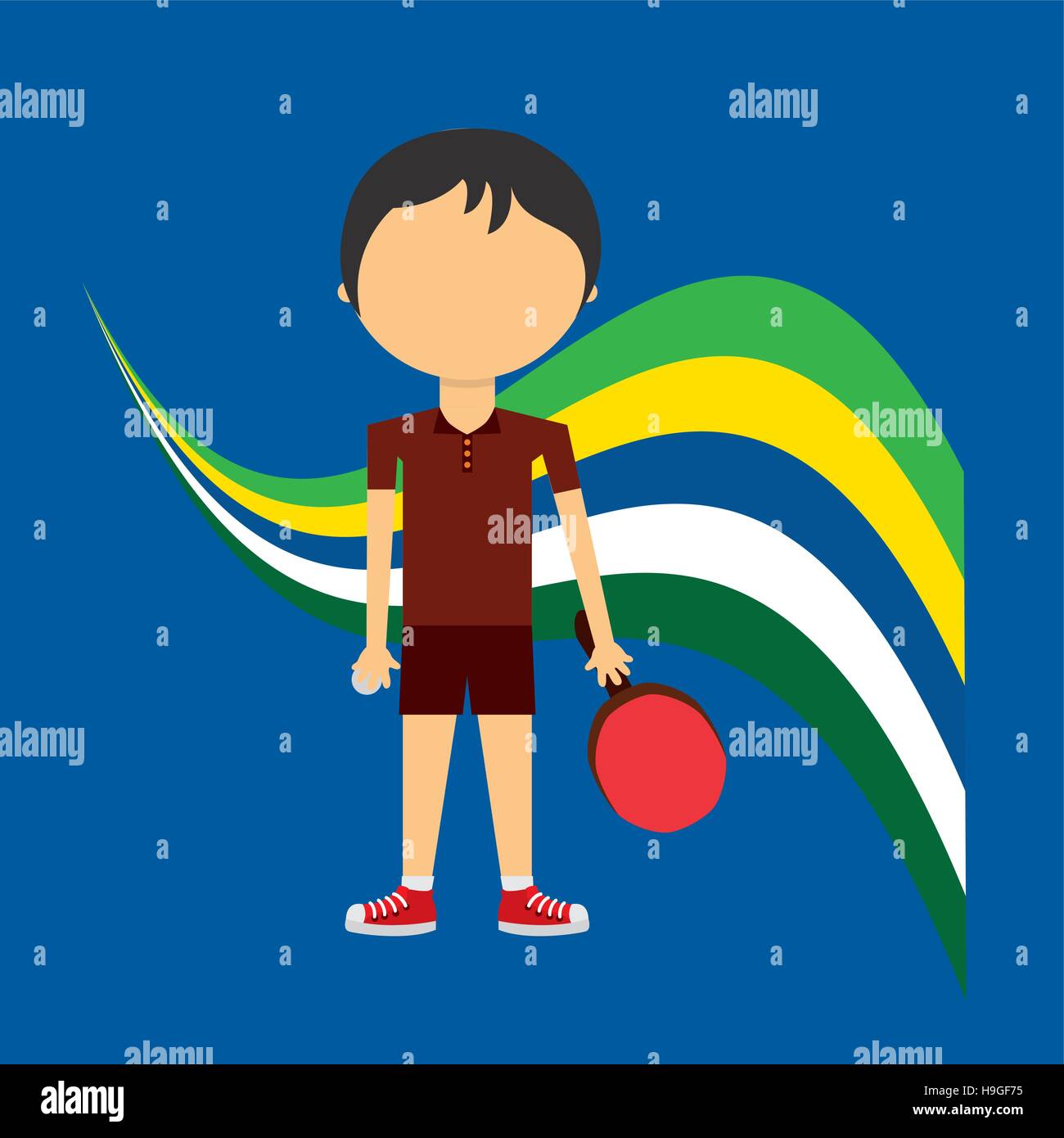 cartoon ping-pong player brazilian label vector illustration eps 10 ...