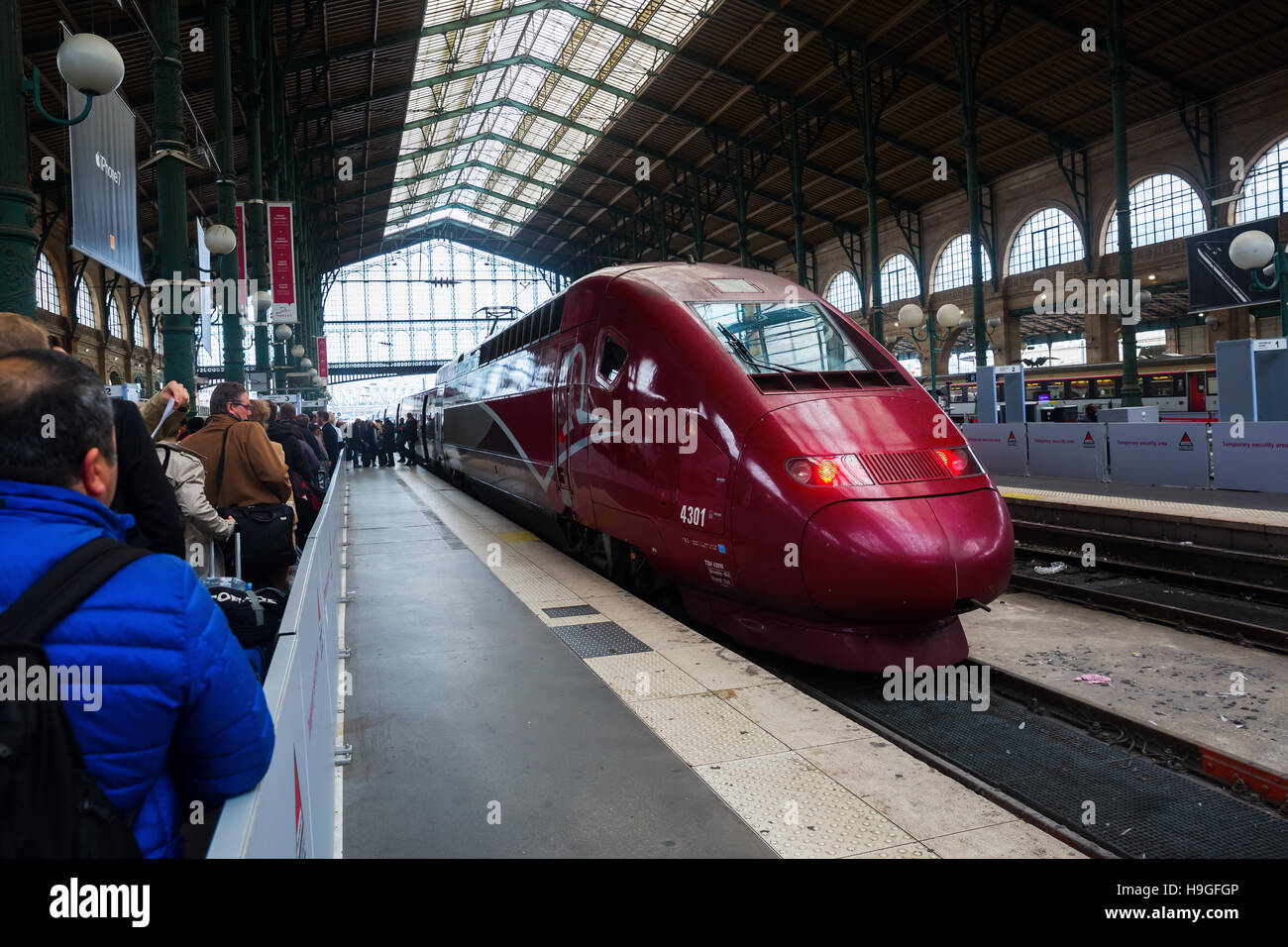 Thalys train at the station Gare du Nord in Paris, France Stock Photo ...