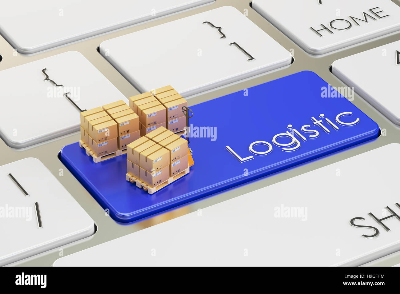 Logistic concept on blue keyboard button, 3D rendering Stock Photo - Alamy