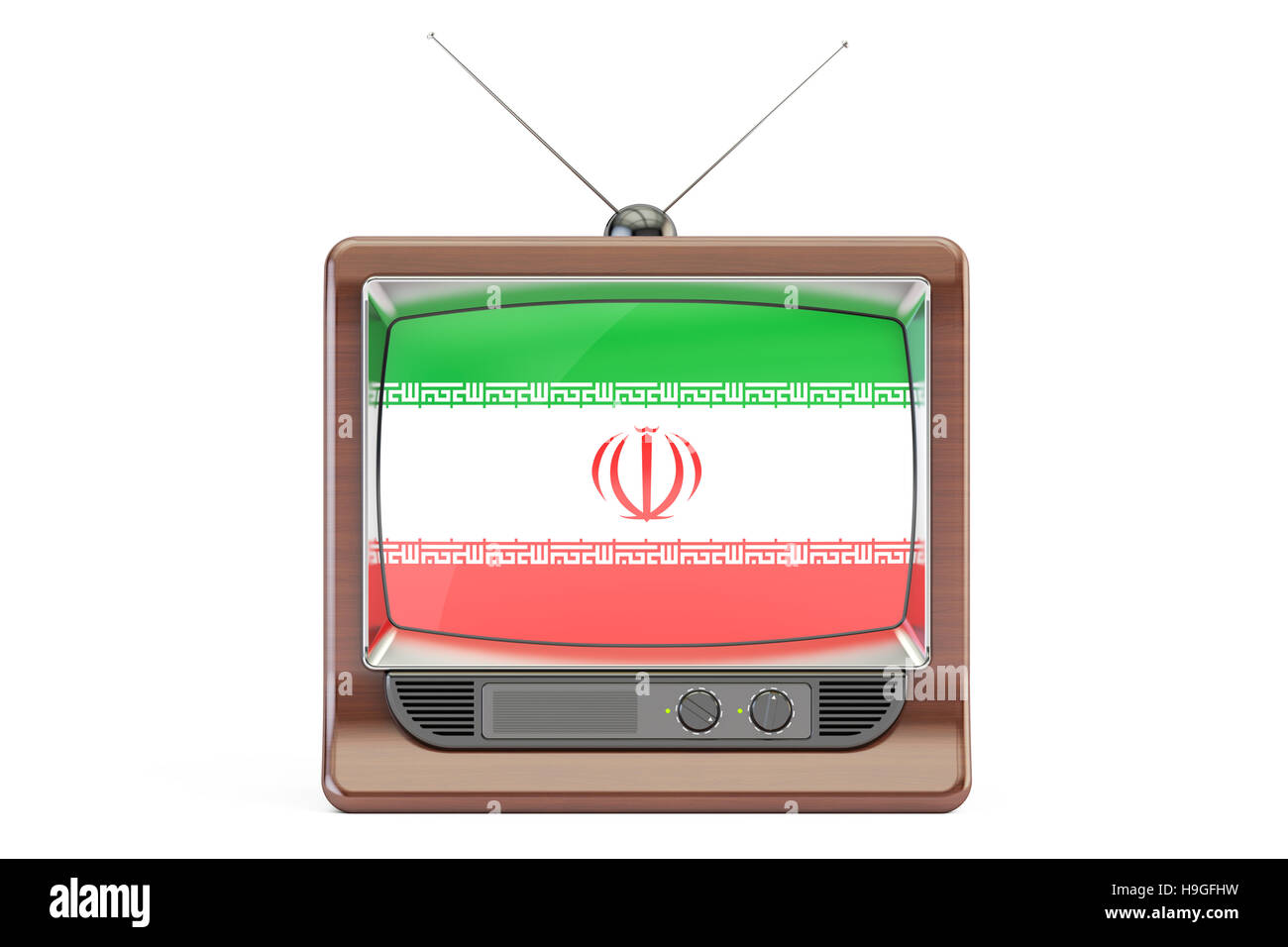 old tv with flag of Iran. Iranian Television concept, 3D rendering ...