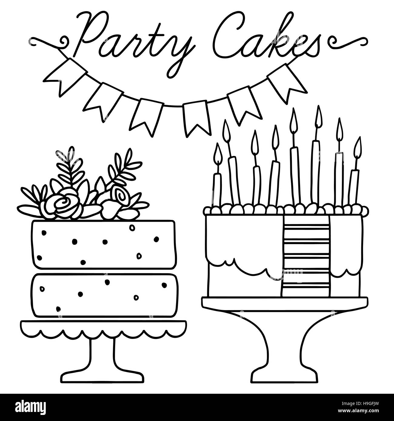 Birthday Party Vector Black And White