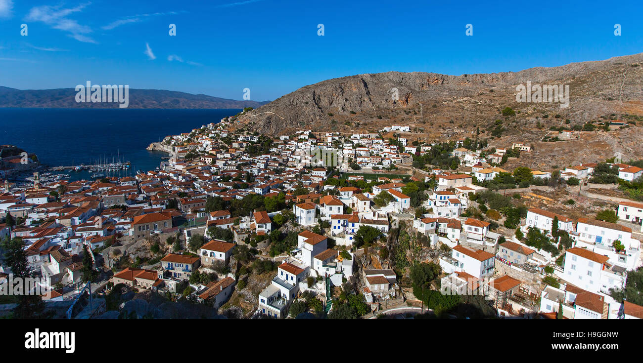 Panoramic view of Hydra island, Greece Stock Photo - Alamy