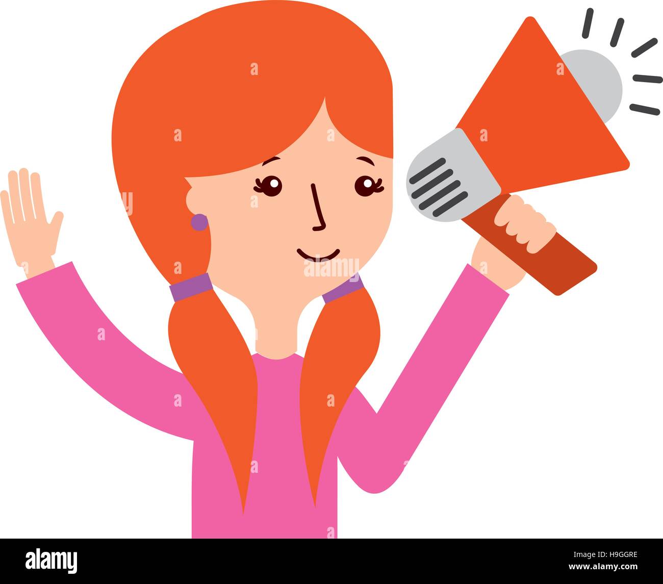 young woman with megaphone character vector illustration design Stock ...