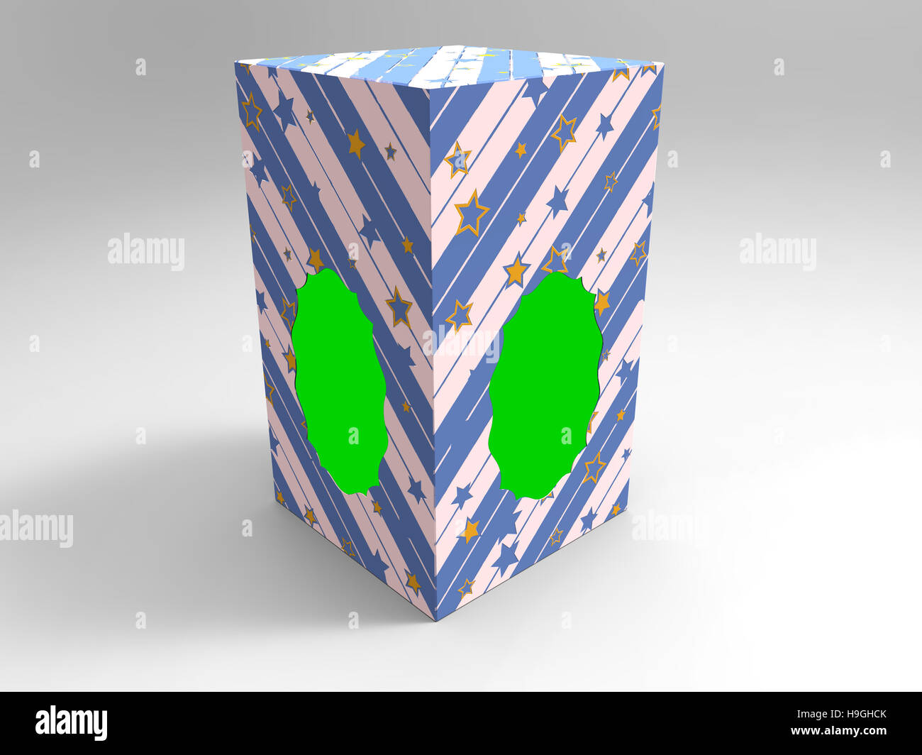 Present box full of stars and stripes with gifts on white background ...