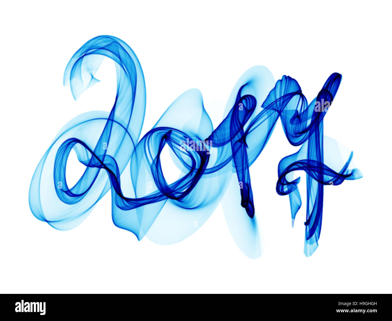 2017 isolated numbers written with blue smoke or flame light on white ...