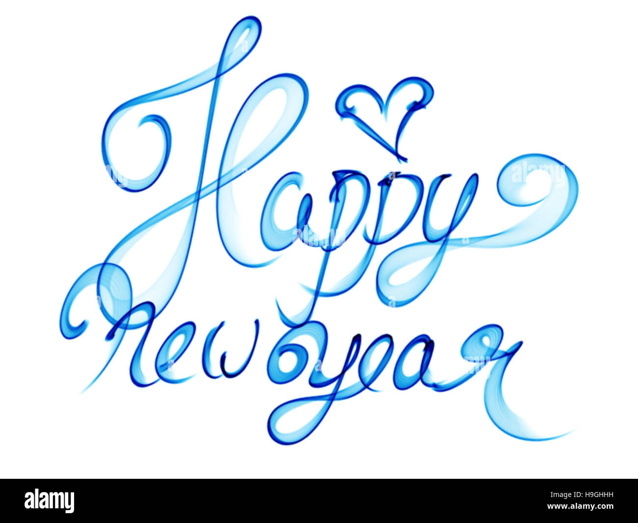 Happy New Year Isolated Words Lettering Written With Blue Fire Flame Or