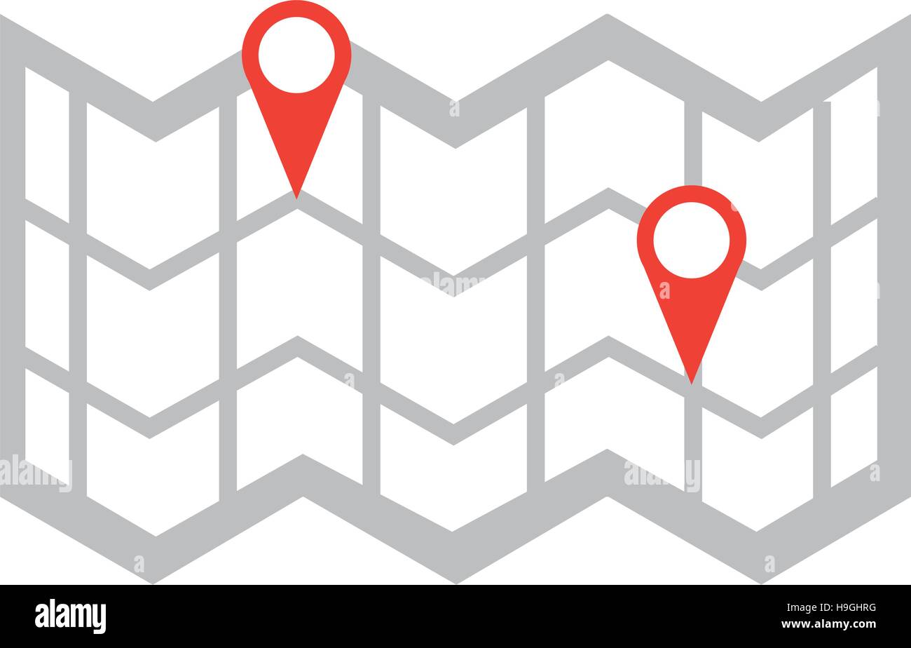 paper map guide with pin location vector illustration design Stock ...