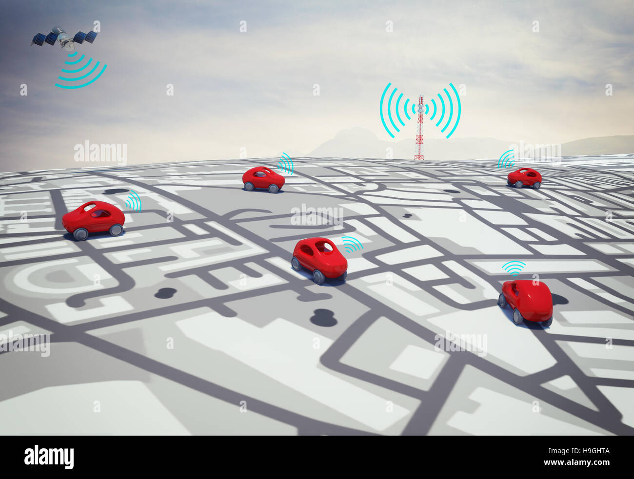 3D Rendering GPS route Stock Photo - Alamy