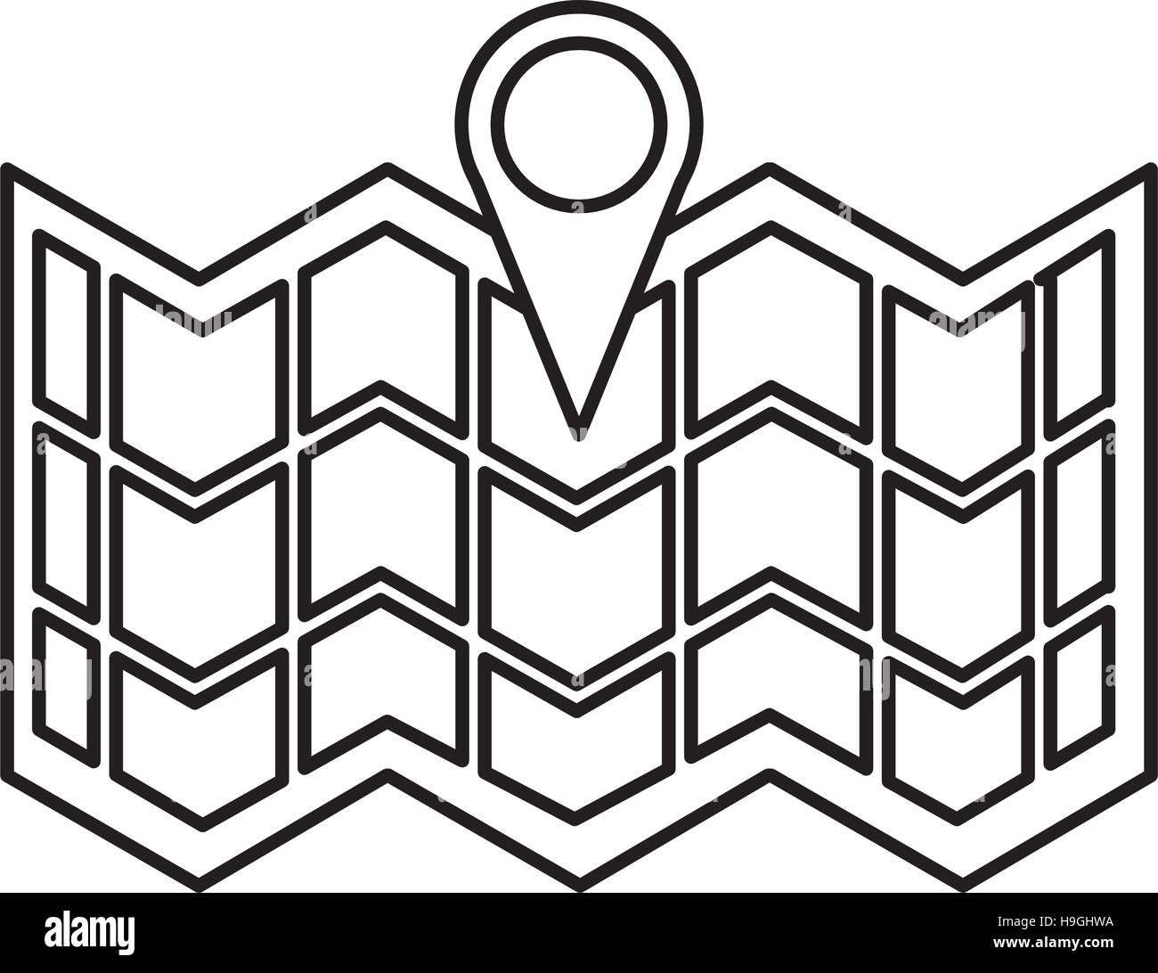 paper map guide with pin location vector illustration design Stock ...