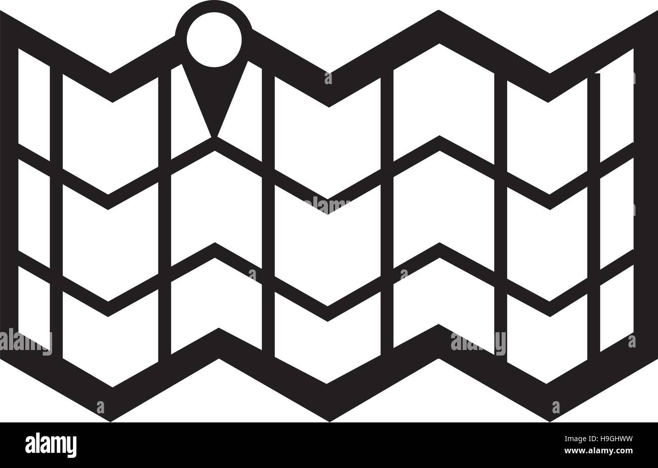 paper map guide with pin location vector illustration design Stock ...