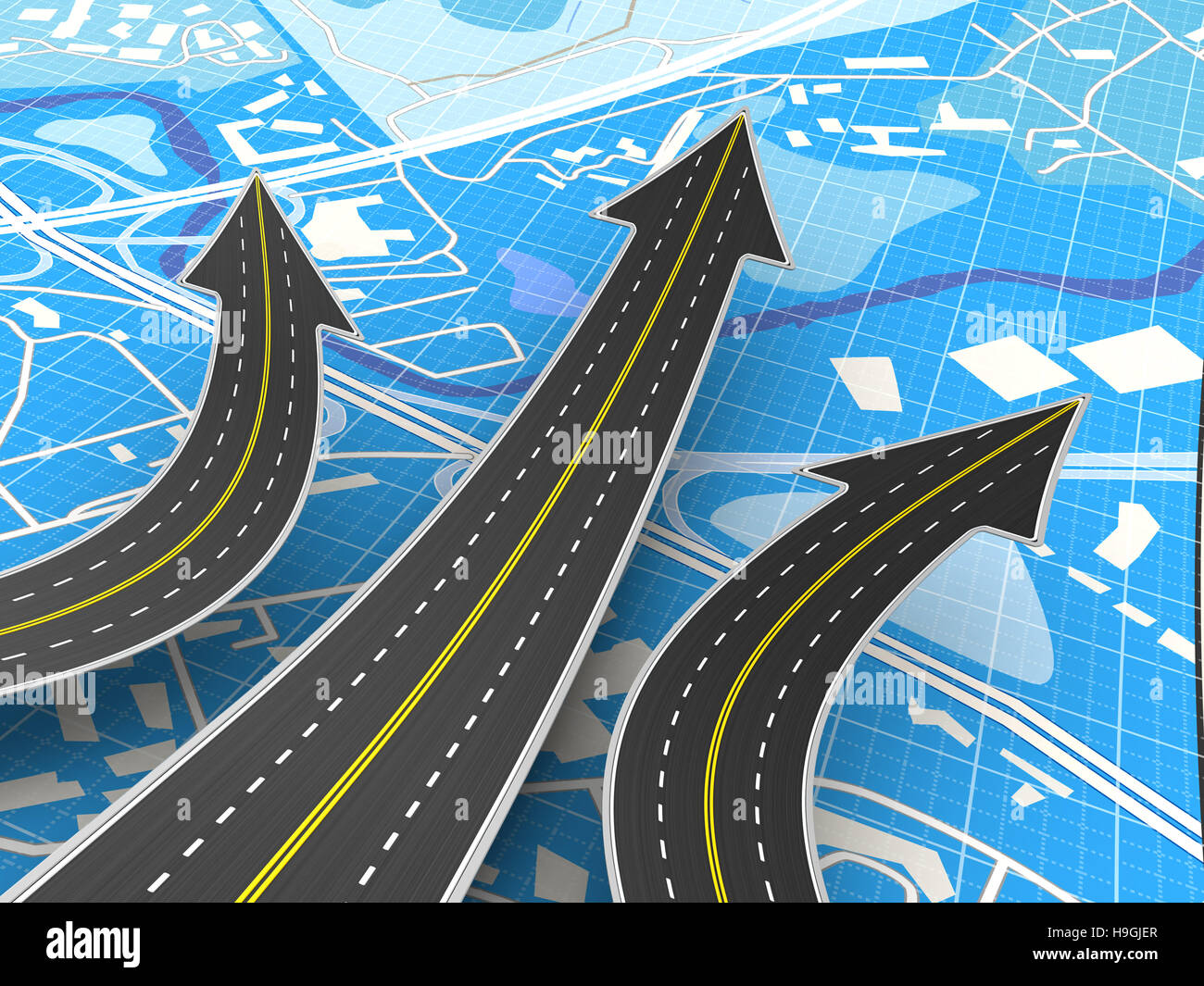 3d road map hi-res stock photography and images - Alamy