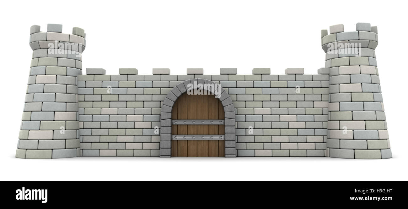 3d illustration of fortress front wall, protection and safety concept ...