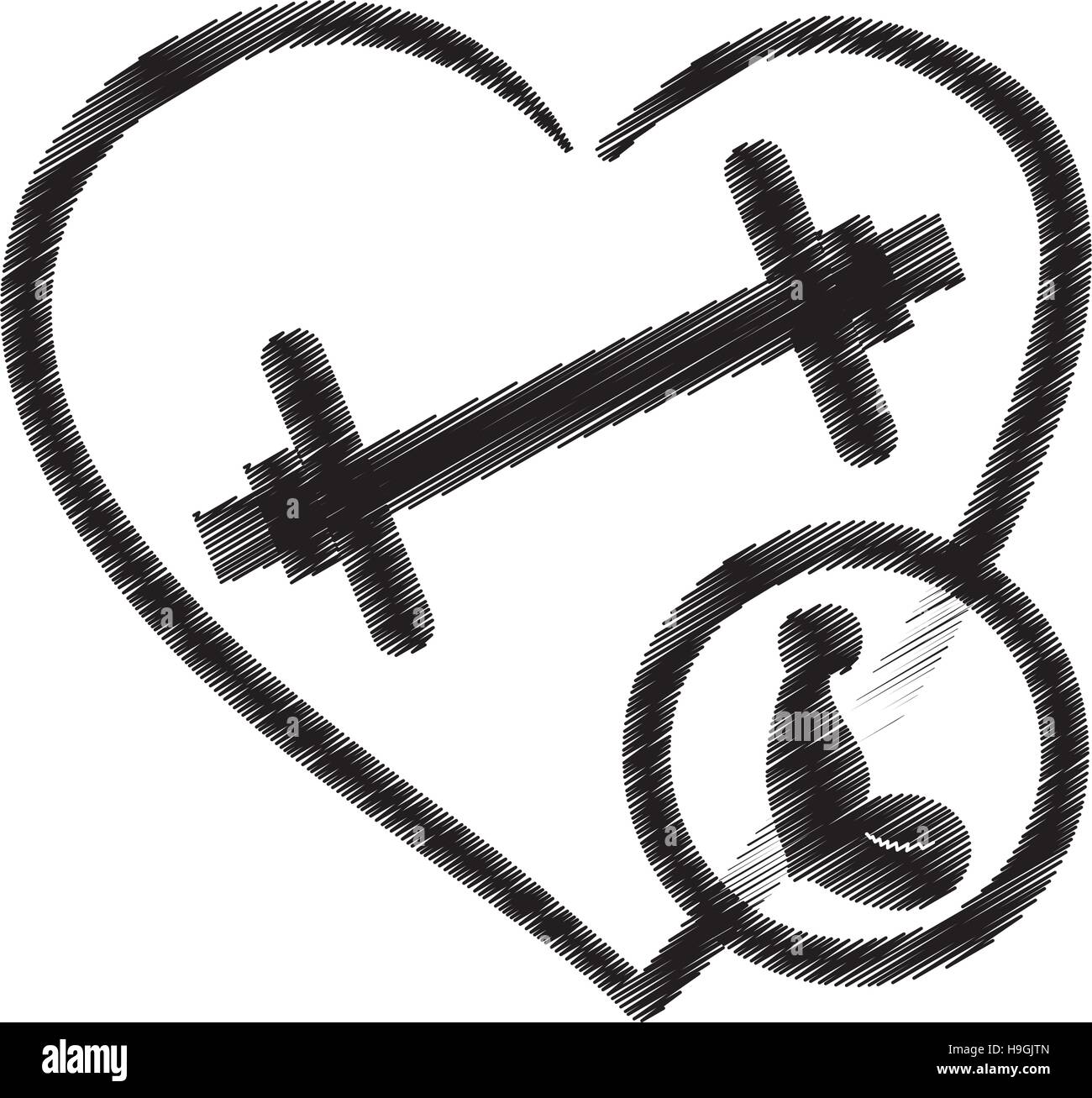 hand drawing heart fitness person health Stock Vector Image & Art - Alamy