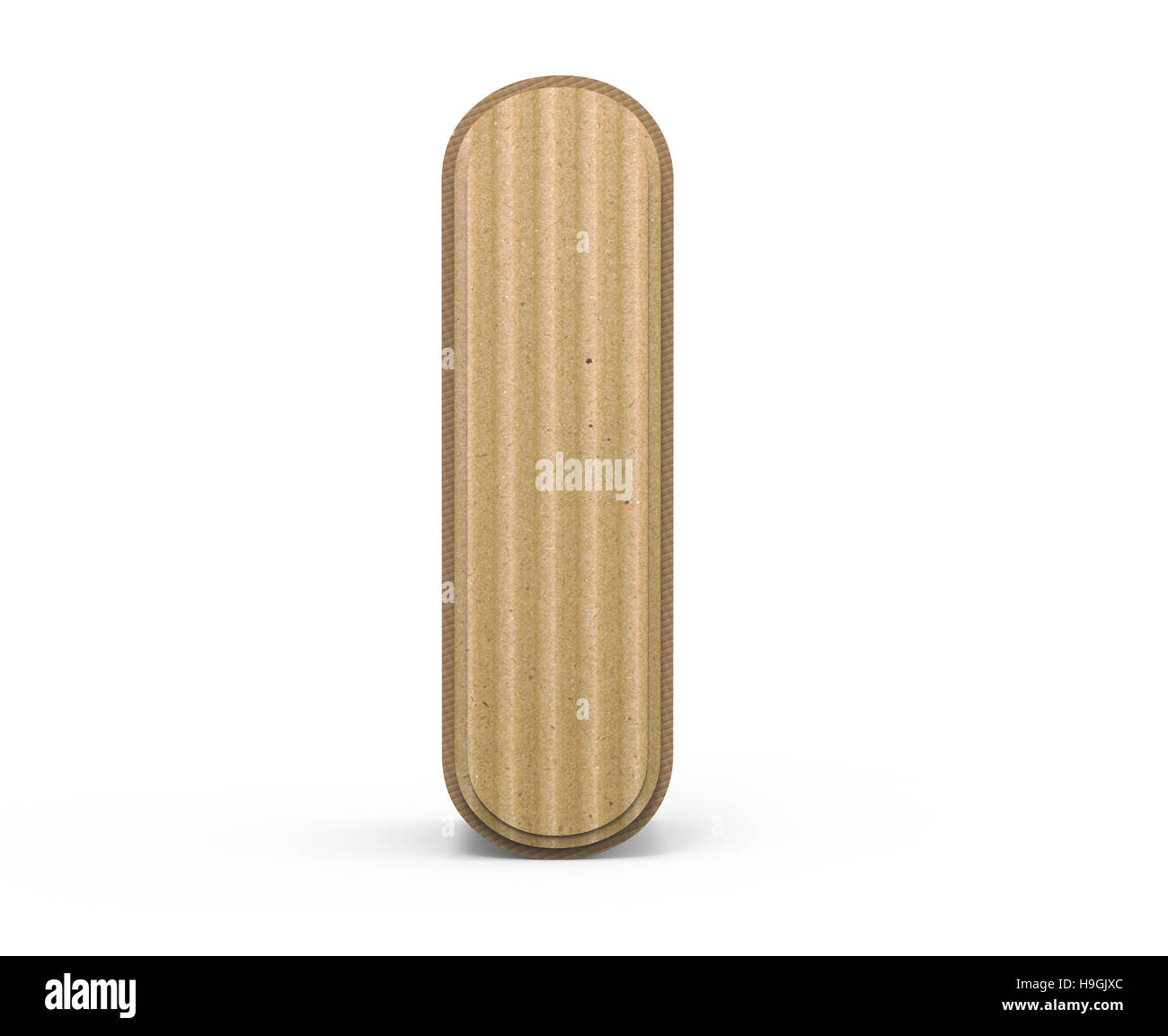 corrugated cardboard letter I, 3D rendering graphic isolated on white ...