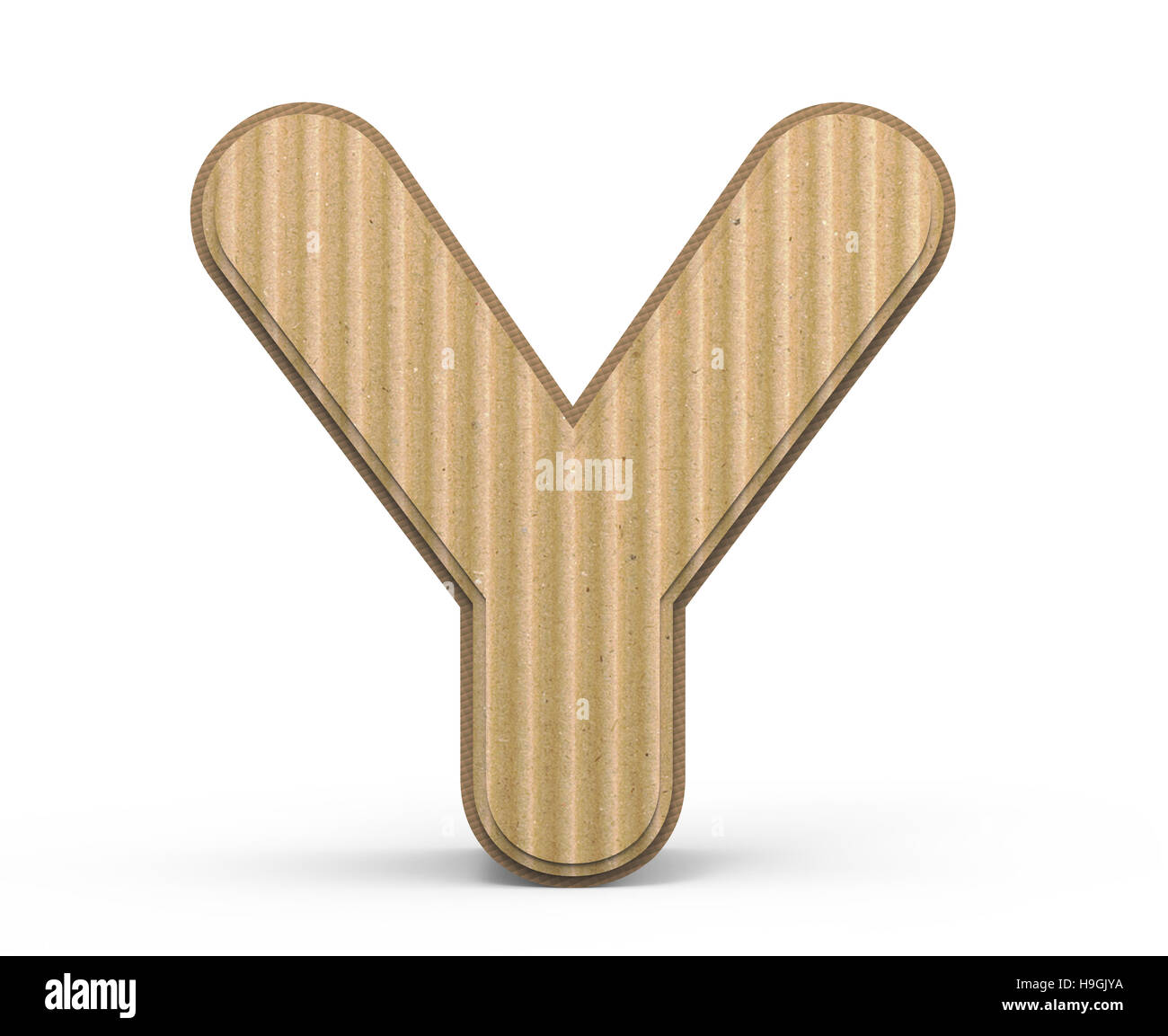 corrugated cardboard letter Y, 3D rendering graphic isolated on white ...