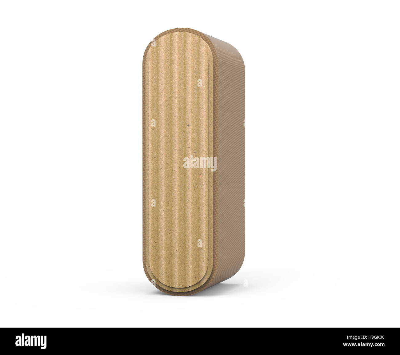 right tilt corrugated cardboard letter I, 3D rendering graphic isolated ...