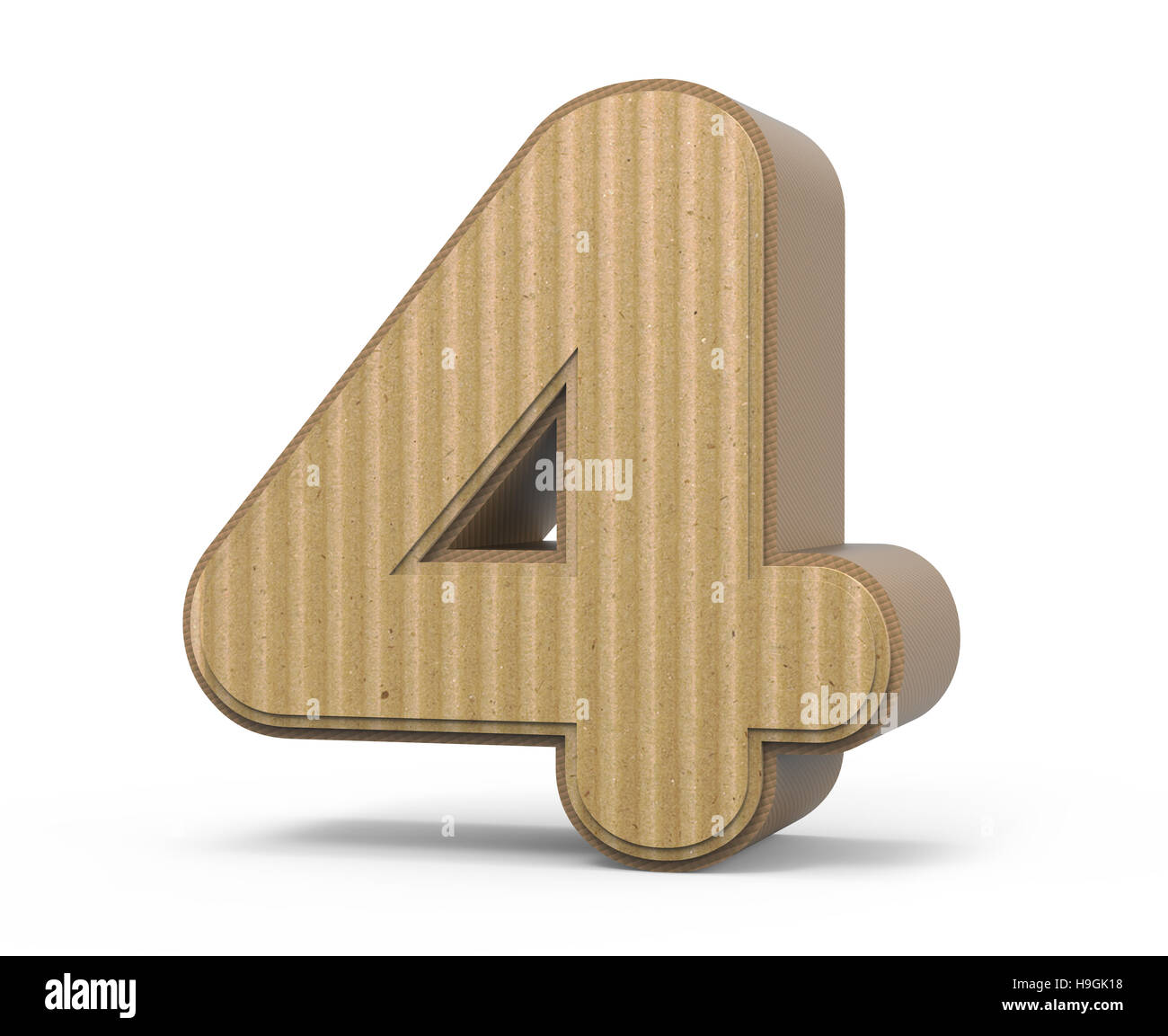 right tilt corrugated cardboard number 4, 3D rendering graphic isolated ...
